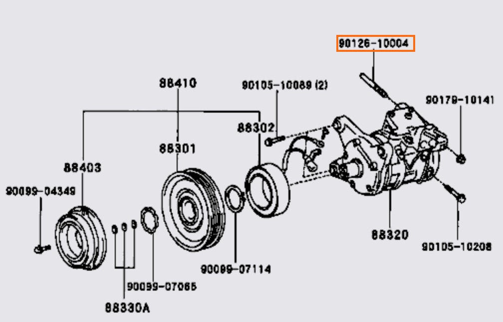 Genuine OEM 1JZ & 2JZ AC Compressor Rear Block Stud - 90126-10004 – OEM ...