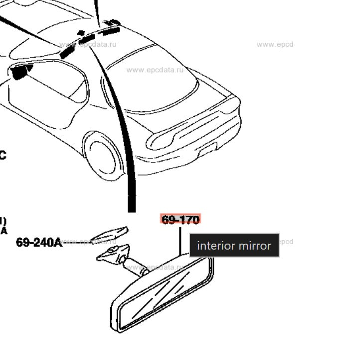 Genuine OEM Mazda RX7 FD3S Interior Rear View Mirror - 69-170 – OEM 4 ...